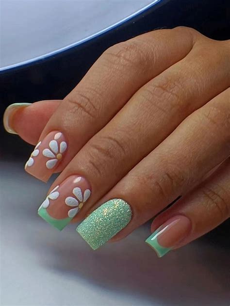 Mejora Su Con 24 Piezas Corto Cuadrado Con Estampado Floral Cobertura