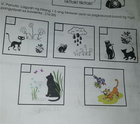 V Panuto Lagyan Ng Bilang 1 5 Ang Larawan Ayon Sa Pagkasunod Sunod Ng