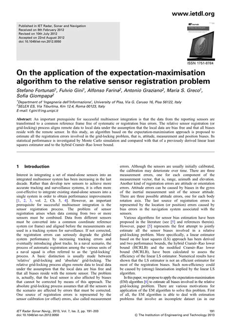 pdf on the application of the expectation maximisation algorithm to the relative sensor