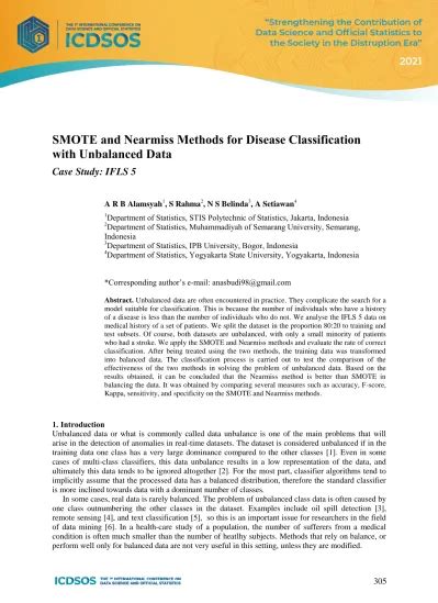 smote and nearmiss methods for disease classification with unbalanced data