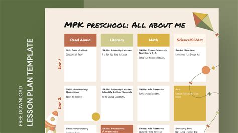 Weekly Preschool Lesson Plan Free Google Docs Template Gdoc Io