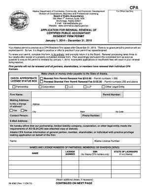 Fillable Online Commerce State Ak APPLICATION FOR BIENNIAL RENEWAL OF