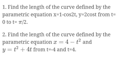 solved 1 find the length of the curve defined by the