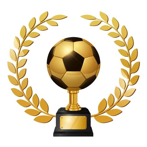 Troféu de bola de futebol de ouro realista coroa de louros de ouro