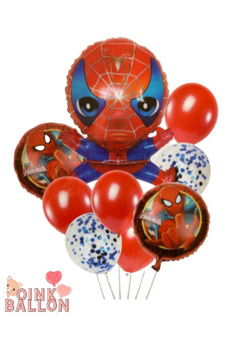Kit 9 Globos Metálicos Spiderman Fiesta oinkBallon LolaPay
