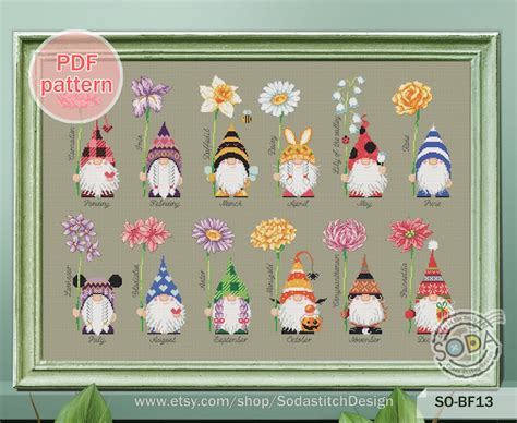 Cross Stitch Pattern Pdf 12 Month Gnome Fairy Sprite Garden Etsy
