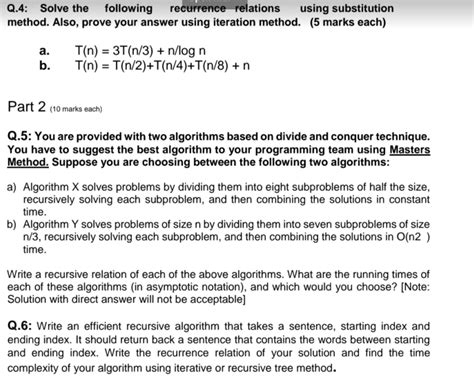 solved part 1 q 1 solve the following recurrence relations