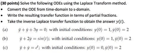 solve the following odes using the laplace transform