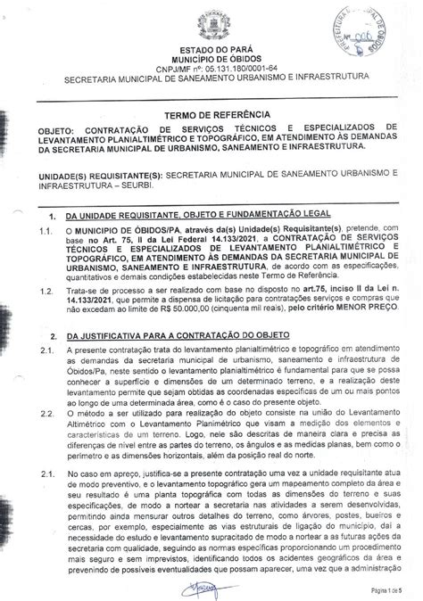 JUSTIFICATIVA DO PREÇO PROPOSTO Prefeitura Municipal de Óbidos