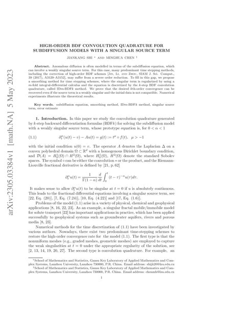 high order bdf convolution quadrature for subdiffusion models with a singular source term deepai
