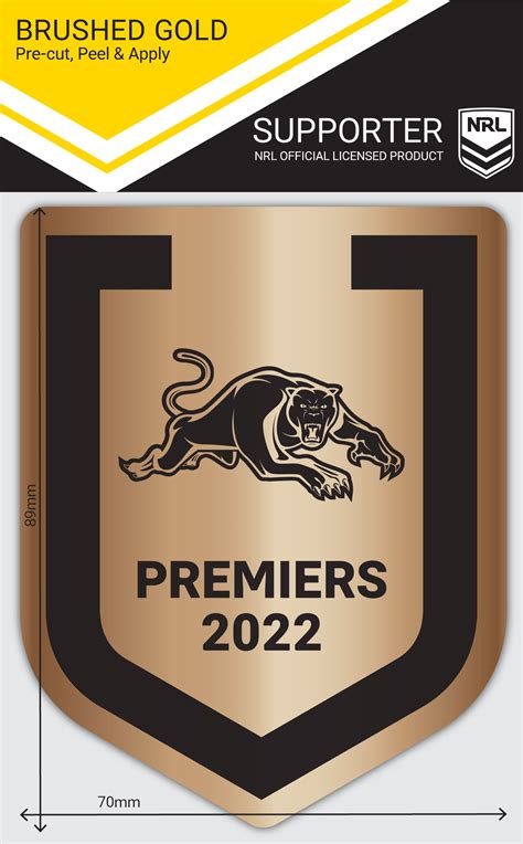 Penrith Panthers Nrl Brushed Gold Decal Sticker Premiers Premiership