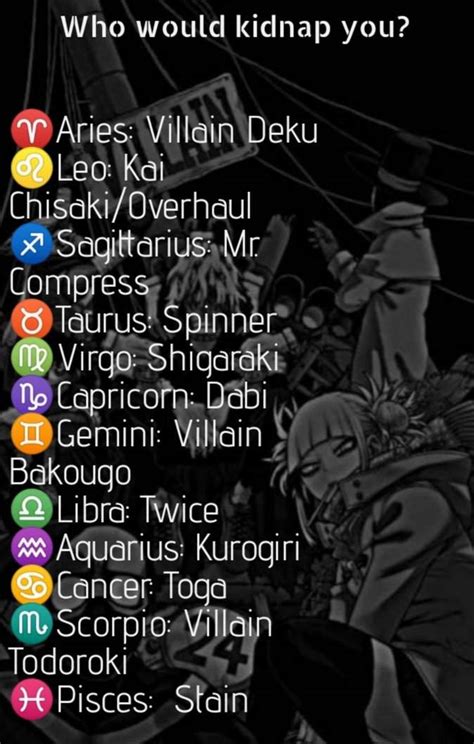Villain Zodiac Signs 2 BNHA League Of Villains Amino