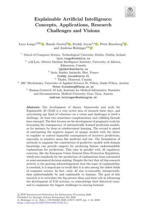 pdf explainable artificial intelligence concepts applications research challenges and visions