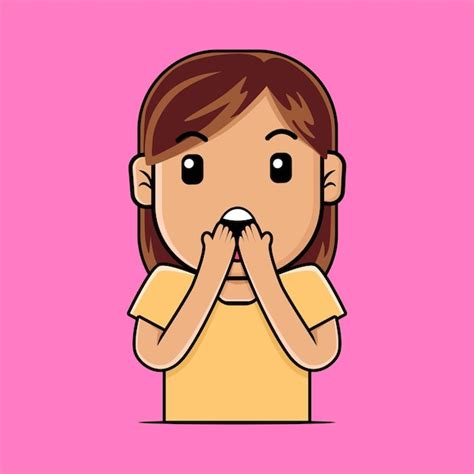 Ilustración de dibujos animados lindo chica sorprendida Vector Premium