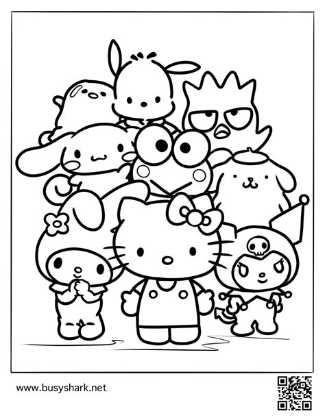 Sanrio Characters Free Coloring Page Busy Shark