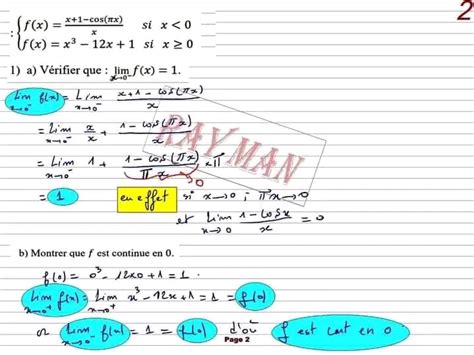 Bac Sc expérimentales Math bj limites et continuité