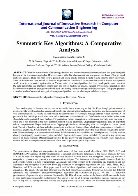 pdf symmetric key algorithms a comparative analysis