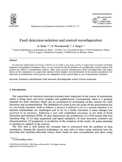 fault detection isolation and control reconfiguration pdf simulation control theory