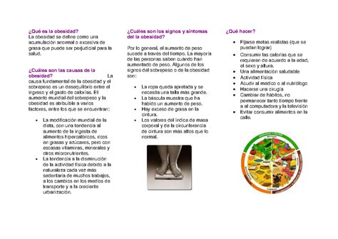 Triptico De La Obesidad Qu Es La Obesidad La Obesidad Se Define