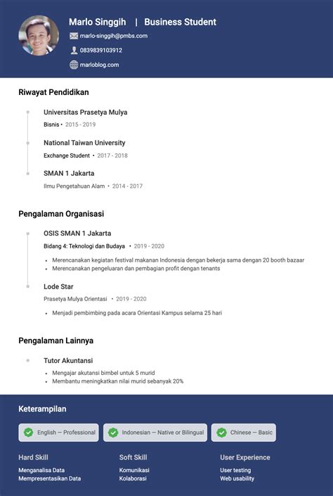 Contoh Cv Dengan Pengalaman Organisasi Adalah Kbbico Imagesee