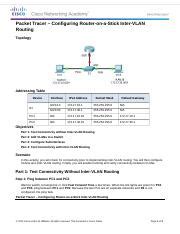 Packet Tracer Configuring Router On A Stick Inter Vlan