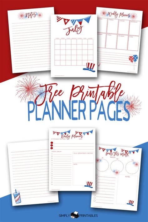 Free Printable July Planner Pages Simply Love Printables Planner