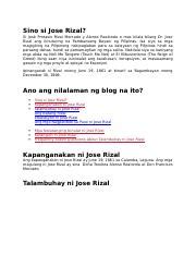 Sino si Jose Rizal docx Sino si Jose Rizal Si José Protasio Rizal