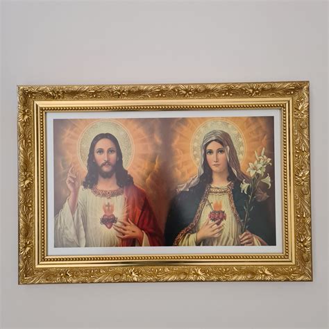 Quadro Sagrado Cora O De Jesus E Imaculado Cora O De Maria Divino