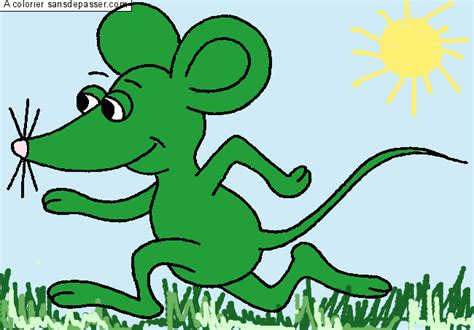 Dessin colorié Coloriage Une souris verte par un invité Sans Dépasser