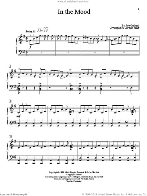Carolyn Miller In The Mood Sheet Music For Piano Solo Elementary