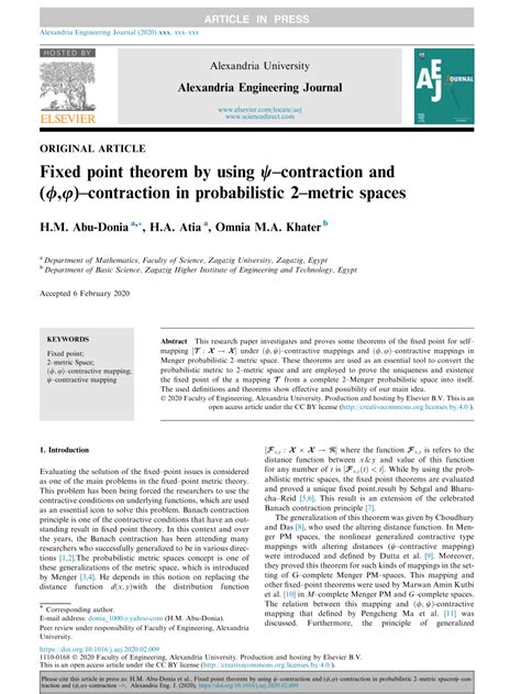 pdf fixed point theorem by using ψ contraction and ϕ φ contraction