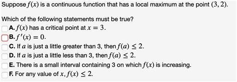 solved suppose f x is a continuous function that has a