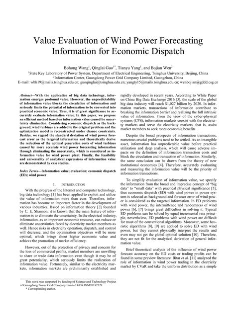 pdf value evaluation of wind power forecasting information for economic dispatch