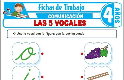 Las 5 vocales para Niños de Cuatro Años Fichas de Trabajo