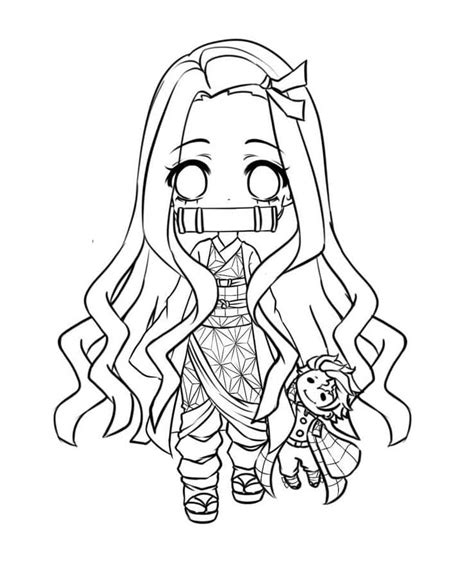 Coloriage Nezuko Demon Slayer T L Charger Et Imprimer Gratuit Sur