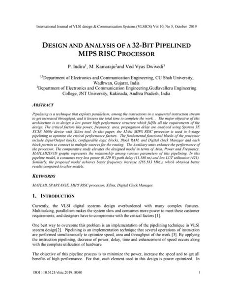 design and analysis of a 32 bit pipelined mips risc processor pdf
