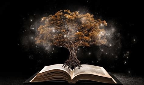 Um livro uma árvore crescendo nele Foto Premium