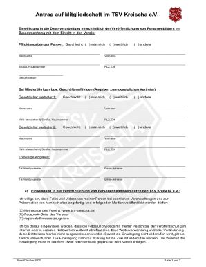 Ausf Llbar Online Antrag Auf Mitgliedschaft Im Tsv Kreischa E V Fax
