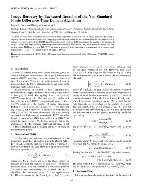 pdf image recovery by backward iteration of the non standard finite difference time domain