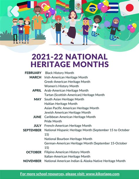 School Appreciation Day National Heritage Month Calendar