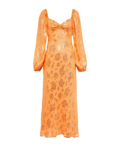 RIXO London Floral Midi Dress In Orange Lyst