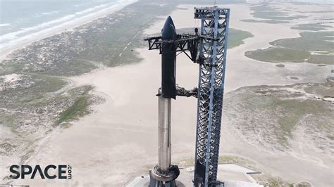 Spacex Stacks Flight Starship For Tests At Starbase Youtube