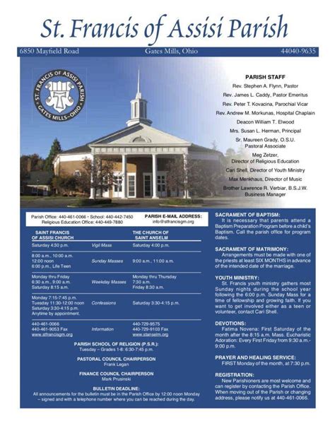 Bulletins Parish St Francis Of Assisi Parish
