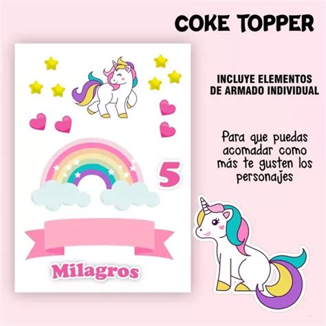 Kit Imprimible Cake Topper Adorno Torta Unicornio M1 En Venta En Tigre
