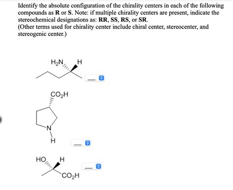 Solved Identify The Absolute Configuration Of The Chirality Chegg