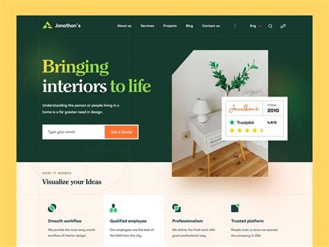 Design Interior Website Concept Landing Page Website Design