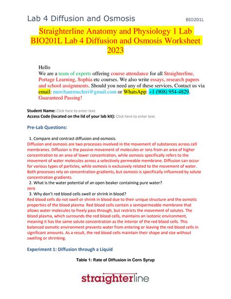 SOLUTION Straighterline Anatomy And Physiology 1 Lab Bio201l Lab 4