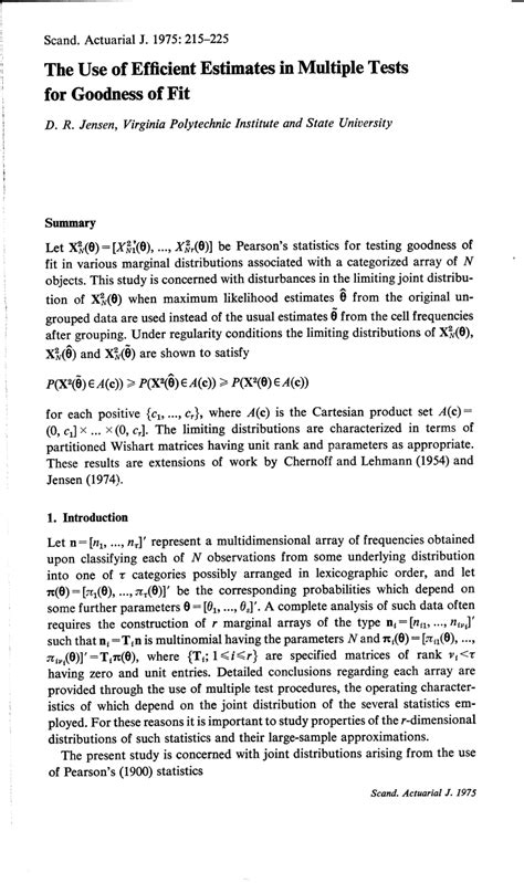 pdf the use of efficient estimates in multiple tests for goodness of fit