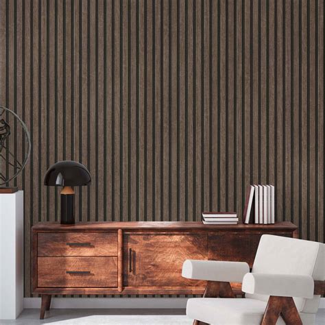 3D papier peint bois mur à lamelles scandinave papier peint intissé