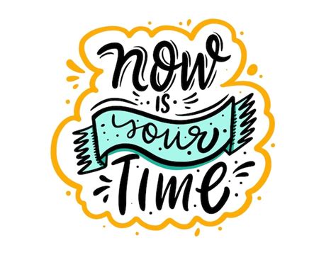 Agora é sua vez frase de letras coloridas de mão desenhada ilustração